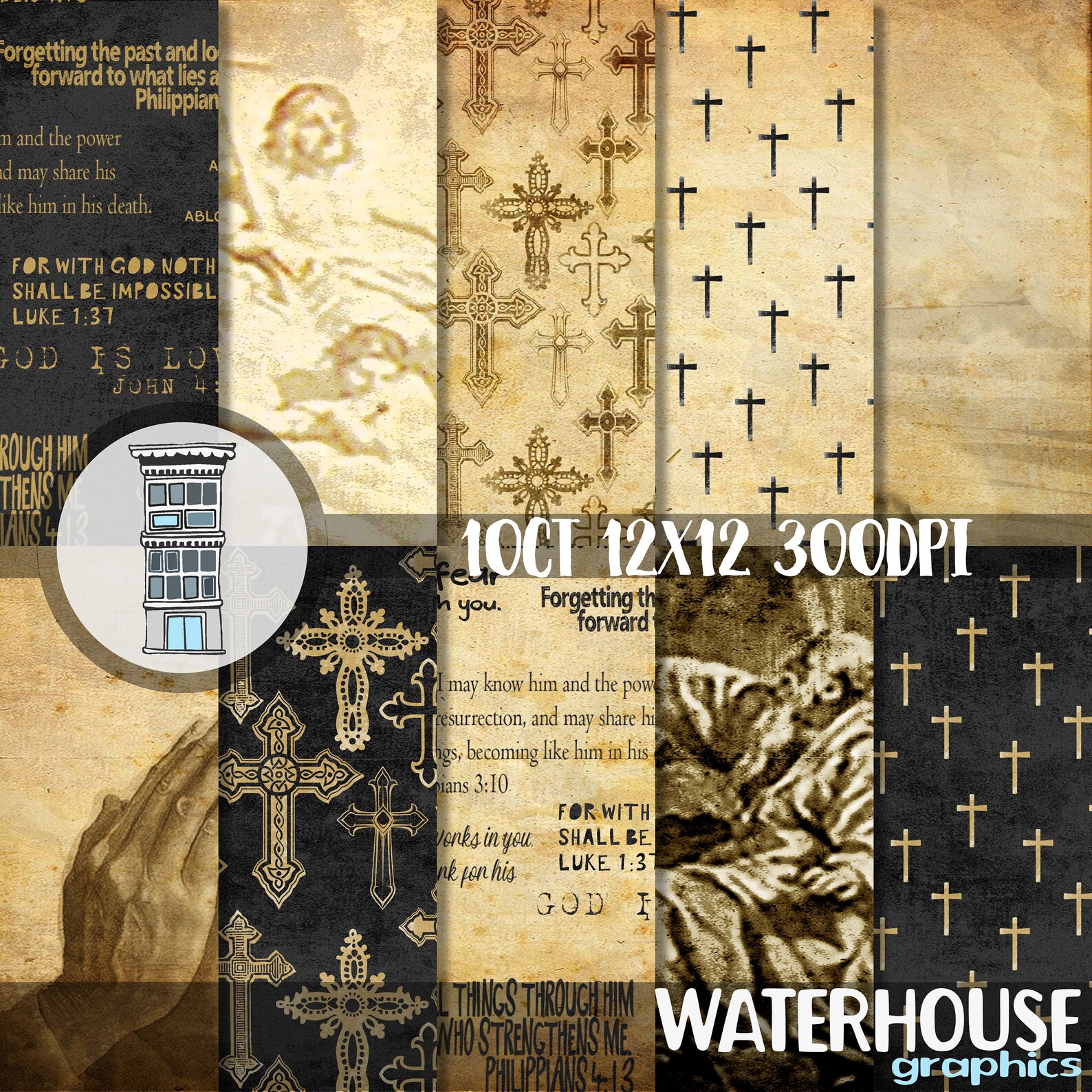 Antique Bible Digital paper pack INSTANT DOWNLOAD Religious | Etsy