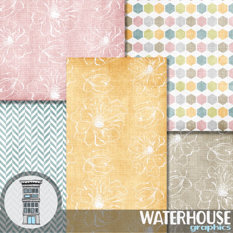 Digital Paper Pack INSTANT DOWNLOAD Floral Spring Colors | Etsy