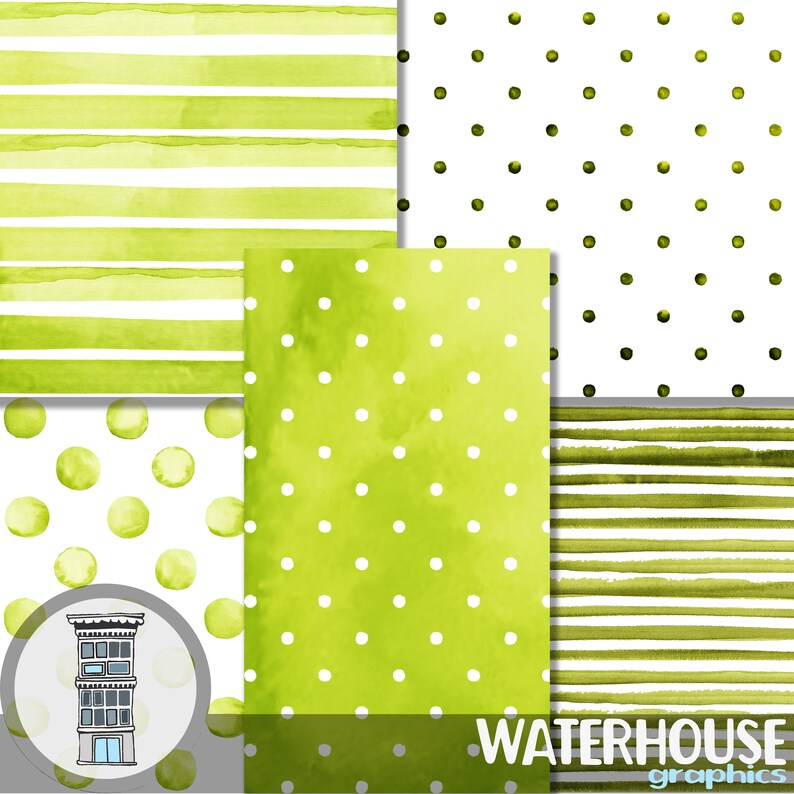 Watercolor Chartreuse Green Digital Paper Pack INSTANT Digital | Etsy
