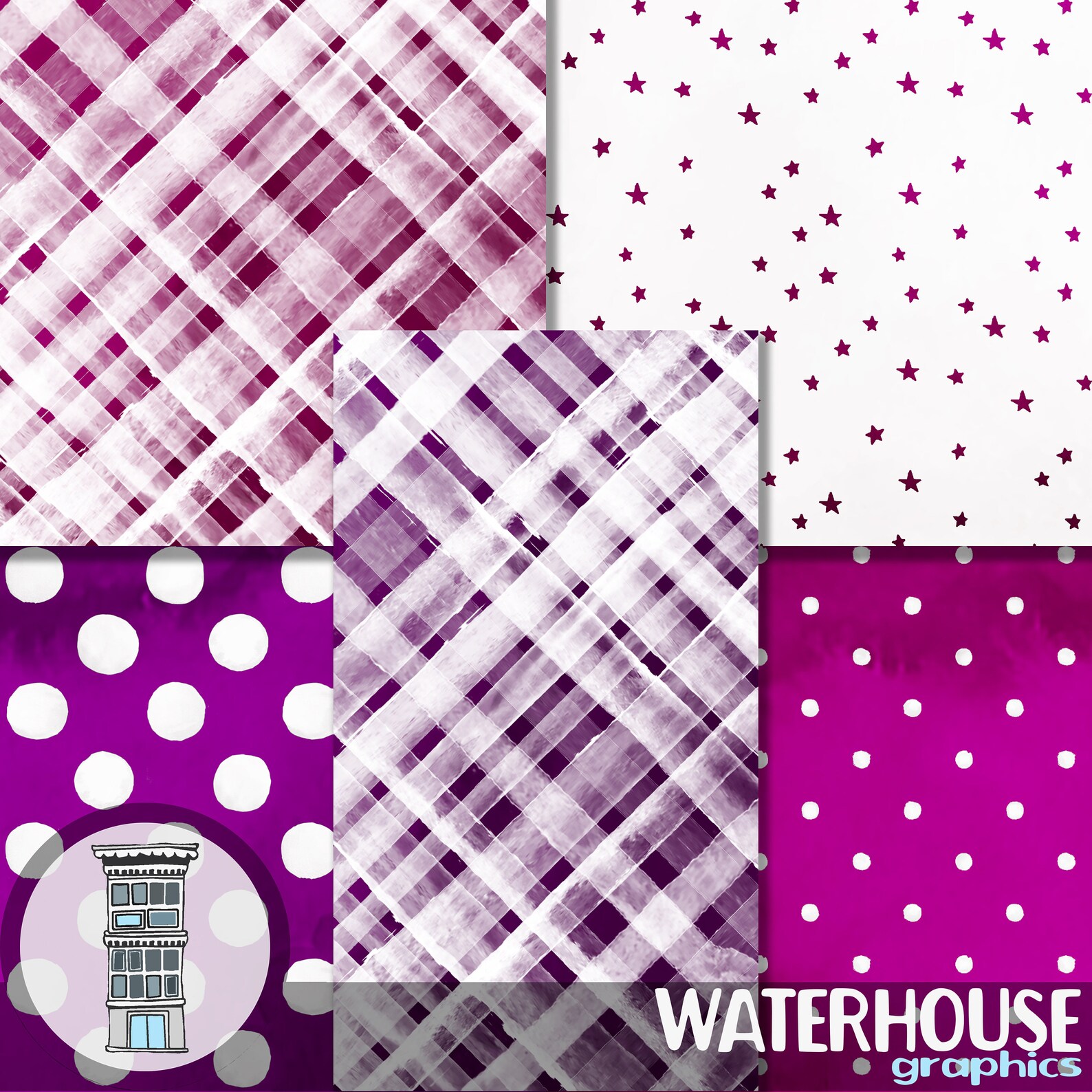 Fuchsia Purple Watercolor Digital Paper Pack Instant Digital DOWNLOAD ...