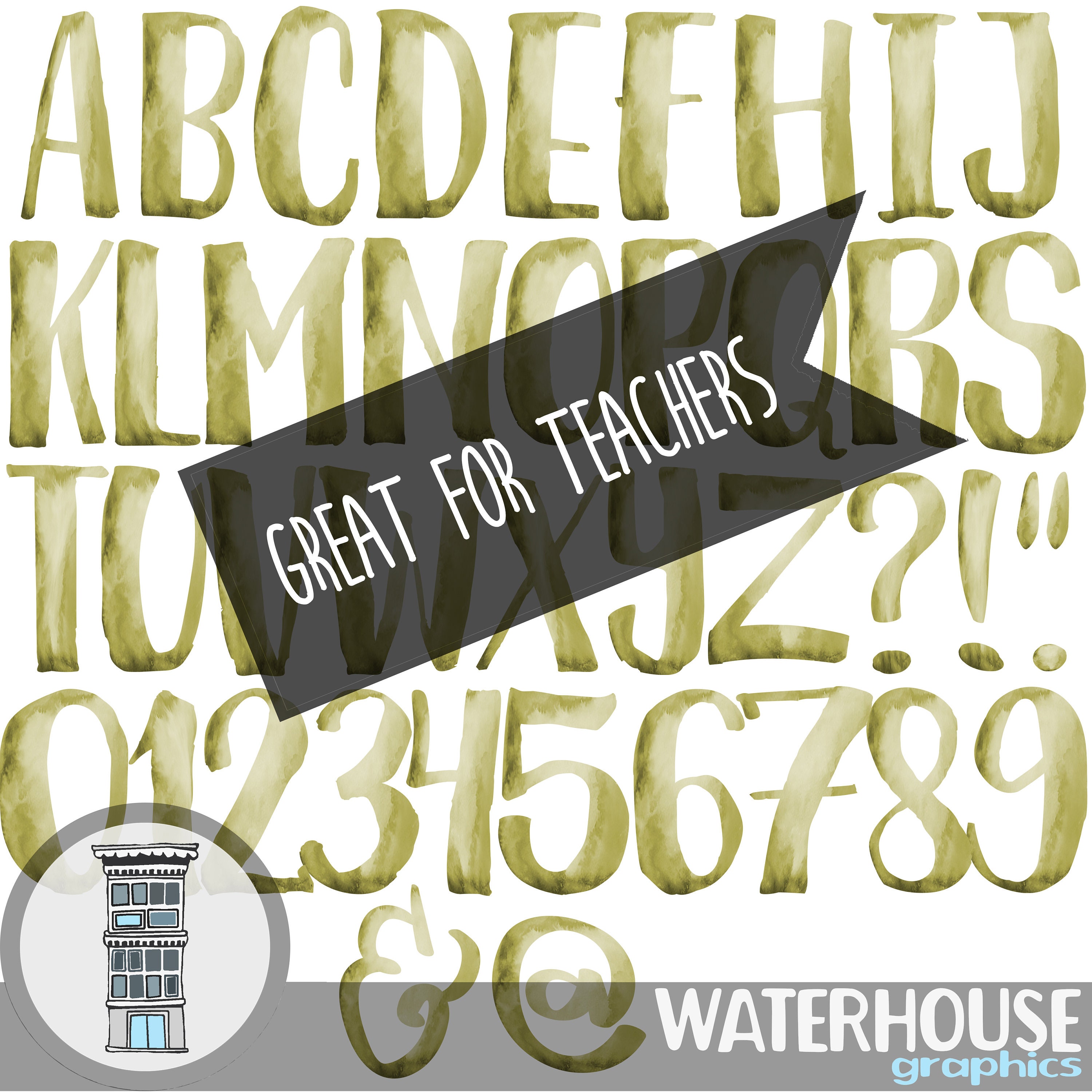 Digital Clipart Watercolor Bundle Pack Letters Numbers and - Etsy Canada