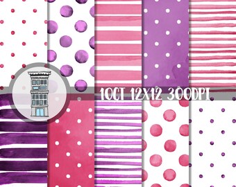 Valentine Watercolor Papers Bright RED & PINK Digital Paper | Etsy