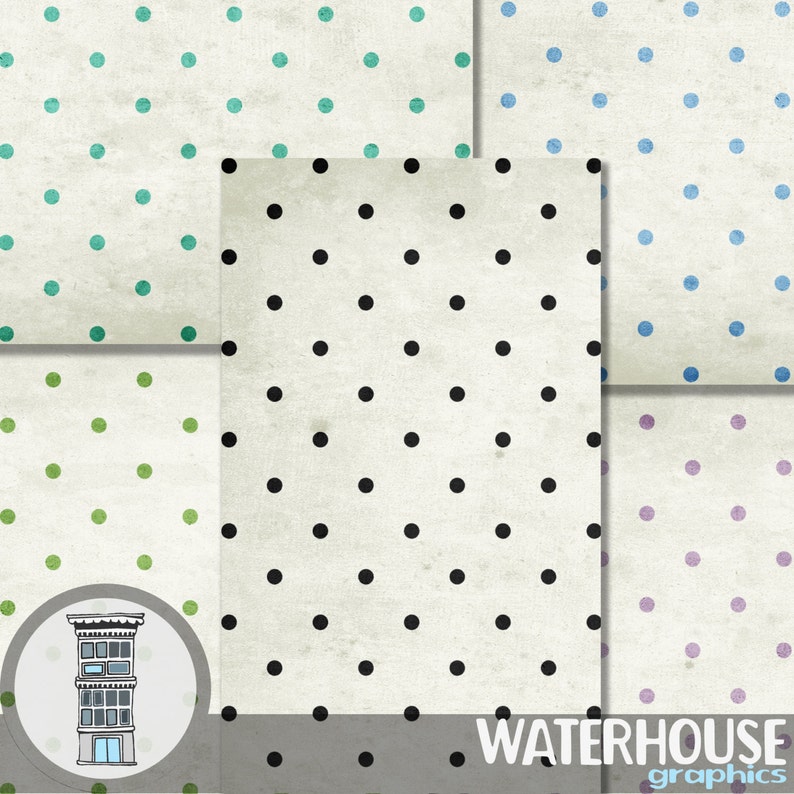 Digital Scrapbook Paper Pack Polka Dots INSTANT DIGITAL DOWNLOAD Aged ...