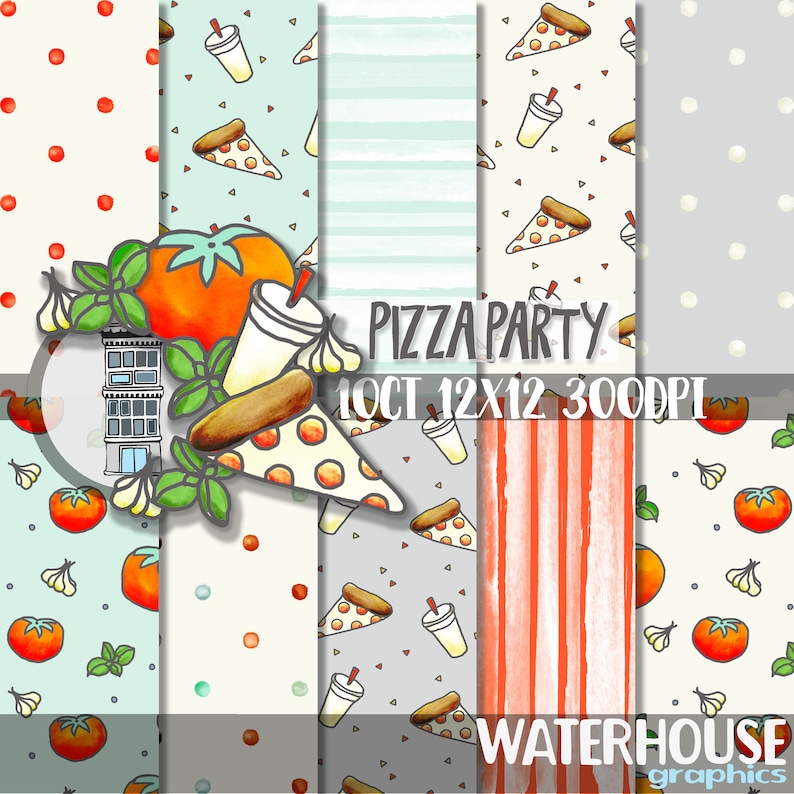 Pizza Party Paper Pack Digital Scrapbooking Papers Pizza - Etsy