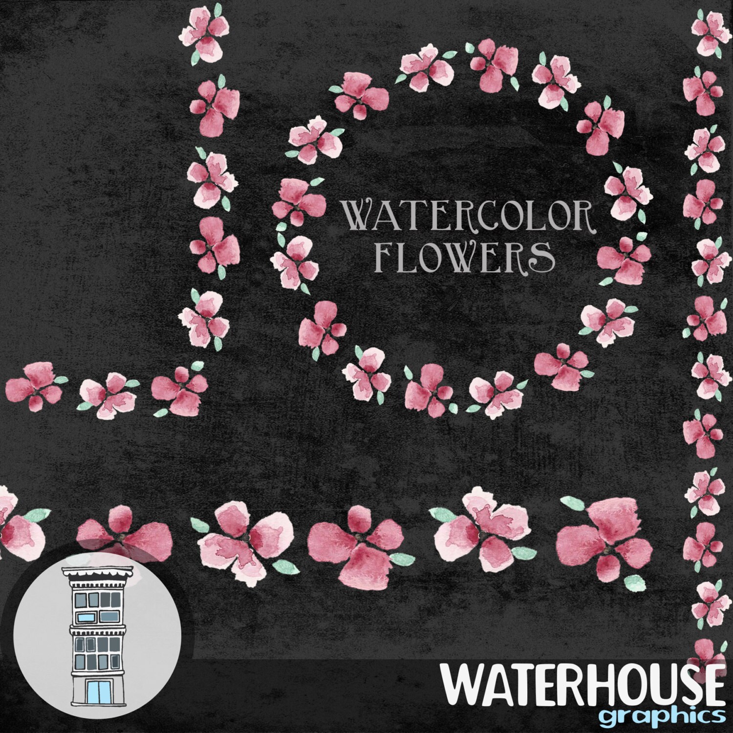 Watercolor Flowers Pink Digital Dividers Frames Clip Art Set | Etsy