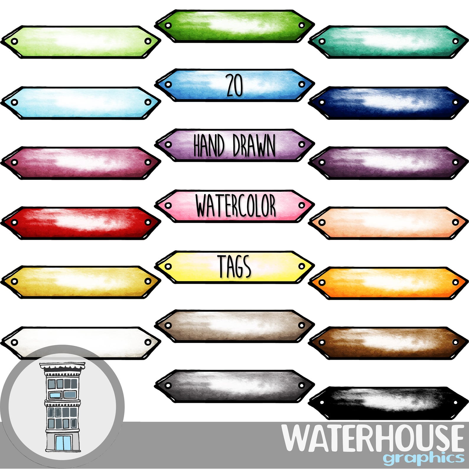 Watercolor Digital Planner Tags Instant DIGITAL DOWNLOAD - Etsy