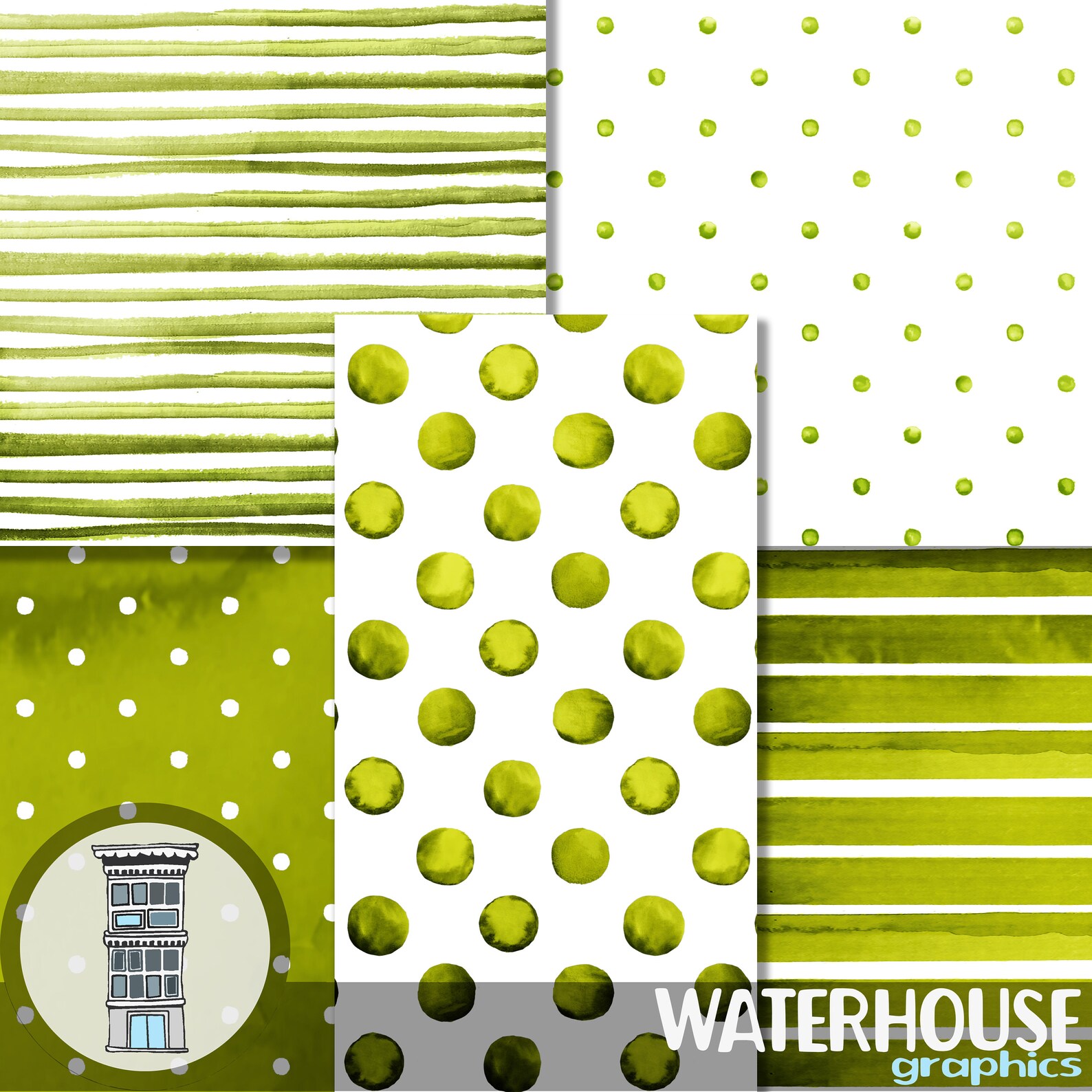 Watercolor Chartreuse Green Digital Paper Pack INSTANT Digital | Etsy