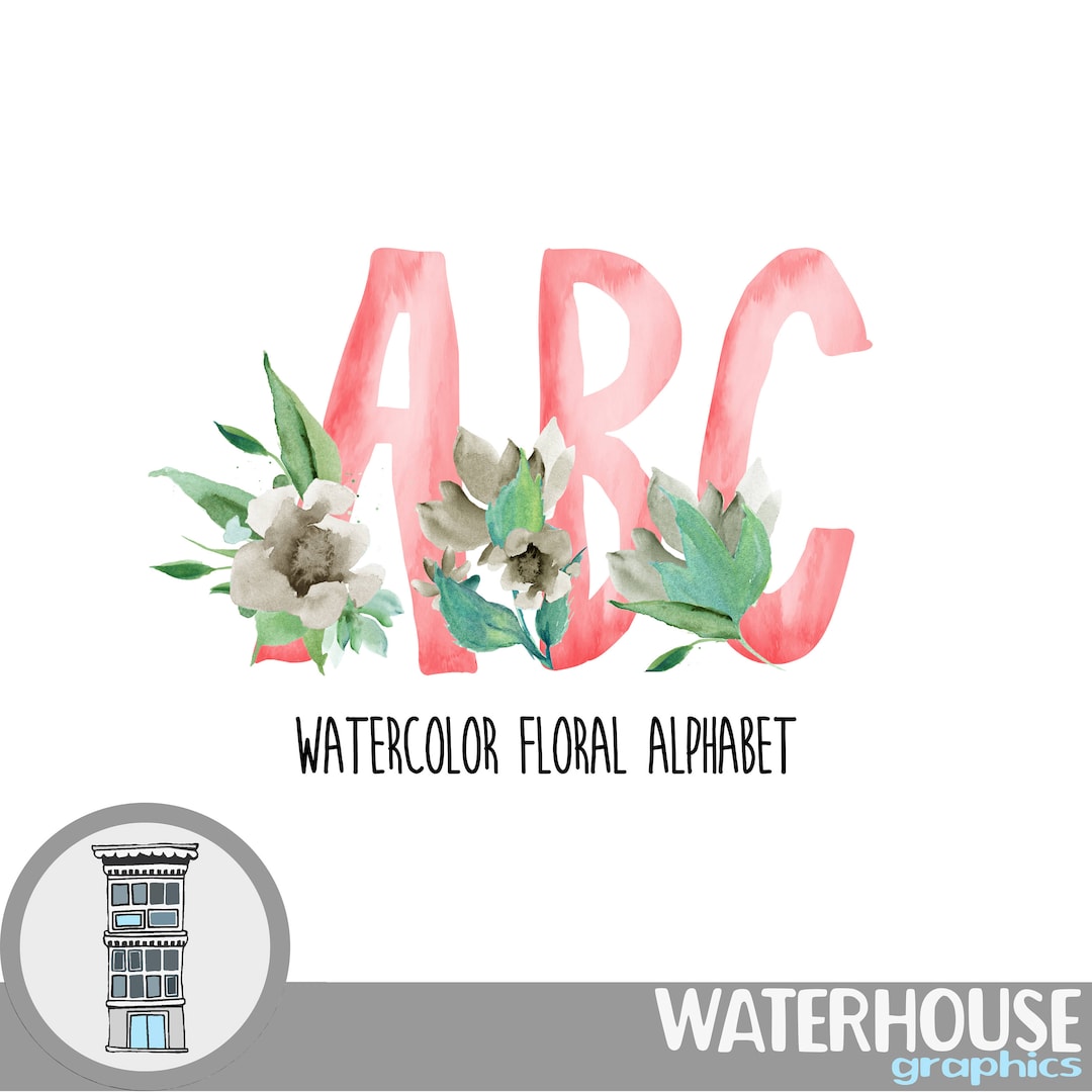 PINK Floral Watercolor Letters Instant Digital Download Pink Floral ...