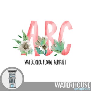 PINK Floral Watercolor Letters Instant Digital Download Pink Floral ...