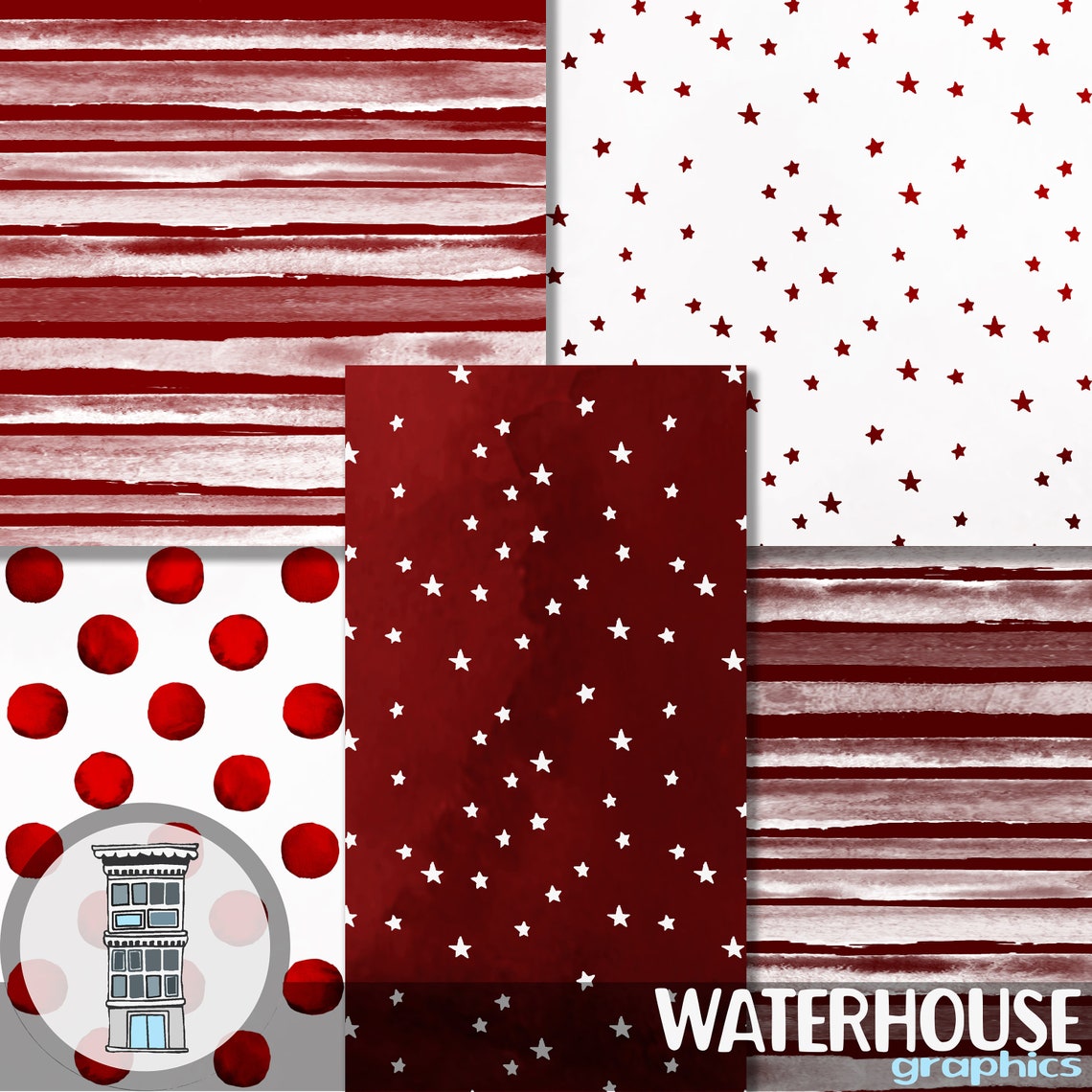 RED Watercolor Digital Paper Pack Instant Digital DOWNLOAD - Etsy