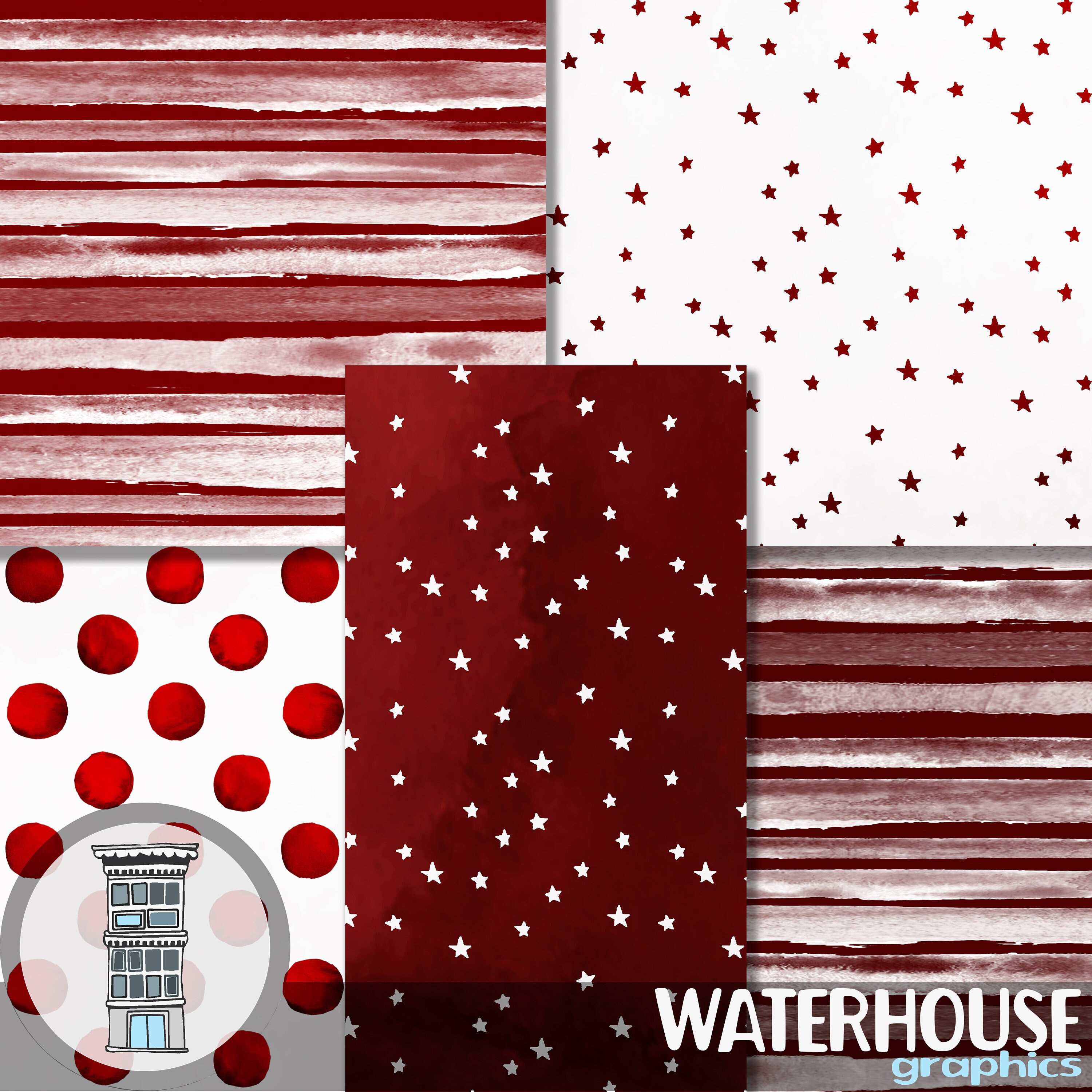 RED Watercolor Digital Paper Pack Instant Digital DOWNLOAD - Etsy