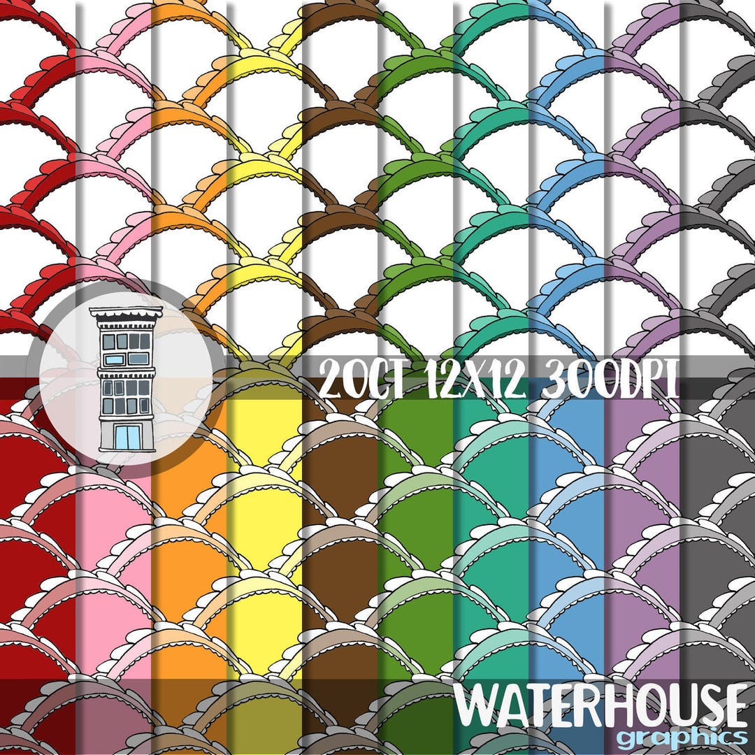 Digital Scrapbook Paper Pack Scallops INSTANT DIGITAL DOWNLOAD Fancy ...