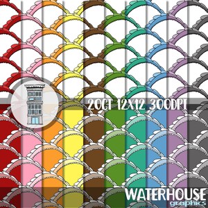 Digital Scrapbook Paper Pack Scallops INSTANT DIGITAL DOWNLOAD Fancy ...