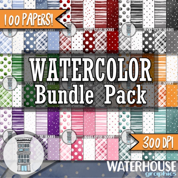 Digital Watercolor Paper 100ct Bundle Digital Paper Pack | Etsy