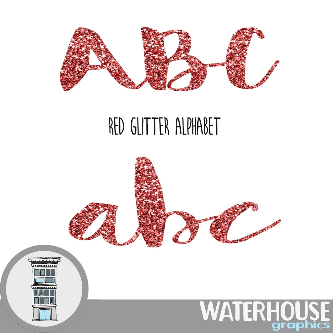 RED Sparkle Glitter Alphabet Clip Art, Instant Digital Download ...
