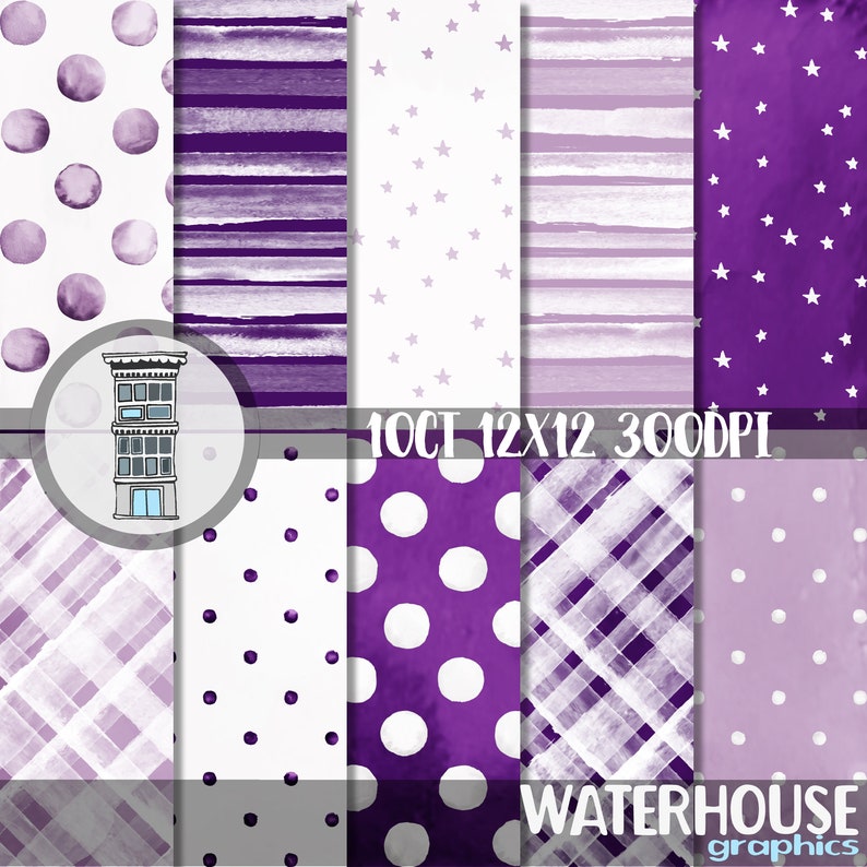 PURPLE Watercolor Digital Paper Pack Instant Digital DOWNLOAD - Etsy