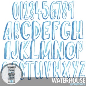 Blue Watercolor Letters Numbers Instant Digital Download Baby BLUE ...