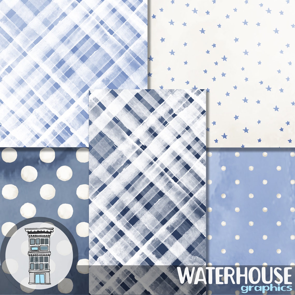 Watercolor BLUE Digital Paper Pack INSTANT Digital DOWNLOAD Blue ...
