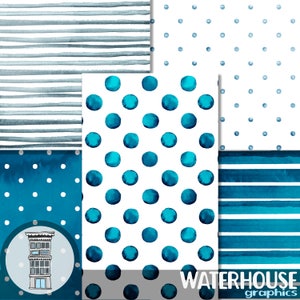 Watercolor BLUE Digital Paper Pack INSTANT Digital DOWNLOAD Navy ...