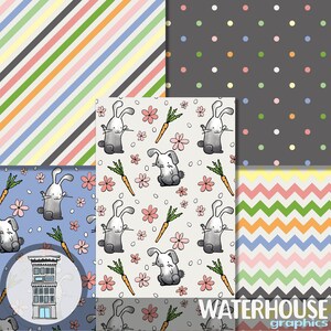 Easter Bunny Digital Paper Pack INSTANT DOWNLOAD Spring Green Blue Cute ...