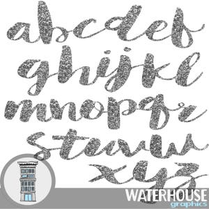 SILVER Sparkle Alphabet Clip Art, Instant Digital Download, Silver ...
