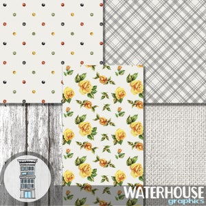 Yellow Roses Digital Paper Pack Pretty Wedding Flowers Vintage Floral ...
