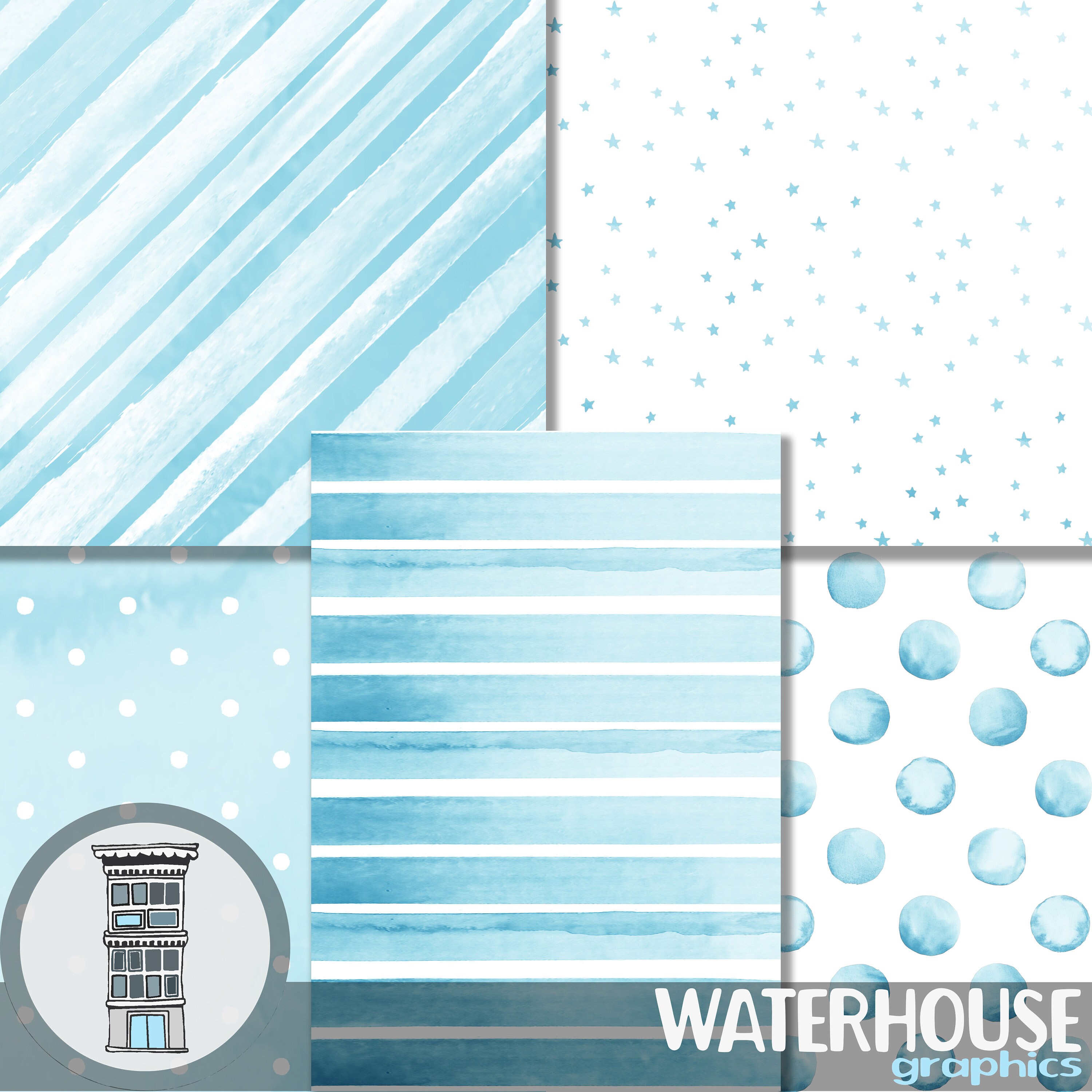 Watercolor Light BLUE Digital Paper Pack INSTANT Digital - Etsy