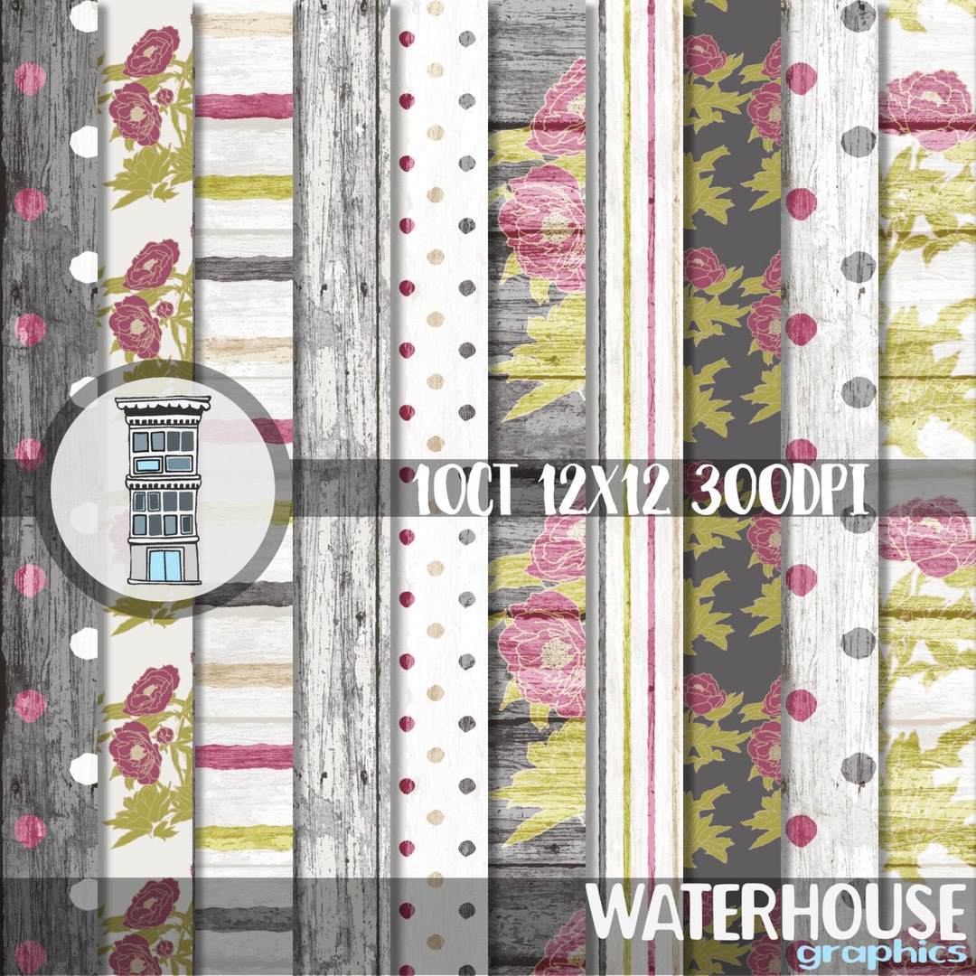 Rustic Floral Digital PAPER PACK Instant Download Digital Scrapbooking ...