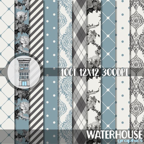 Watercolor BLUE Digital Paper Pack INSTANT Digital DOWNLOAD - Etsy