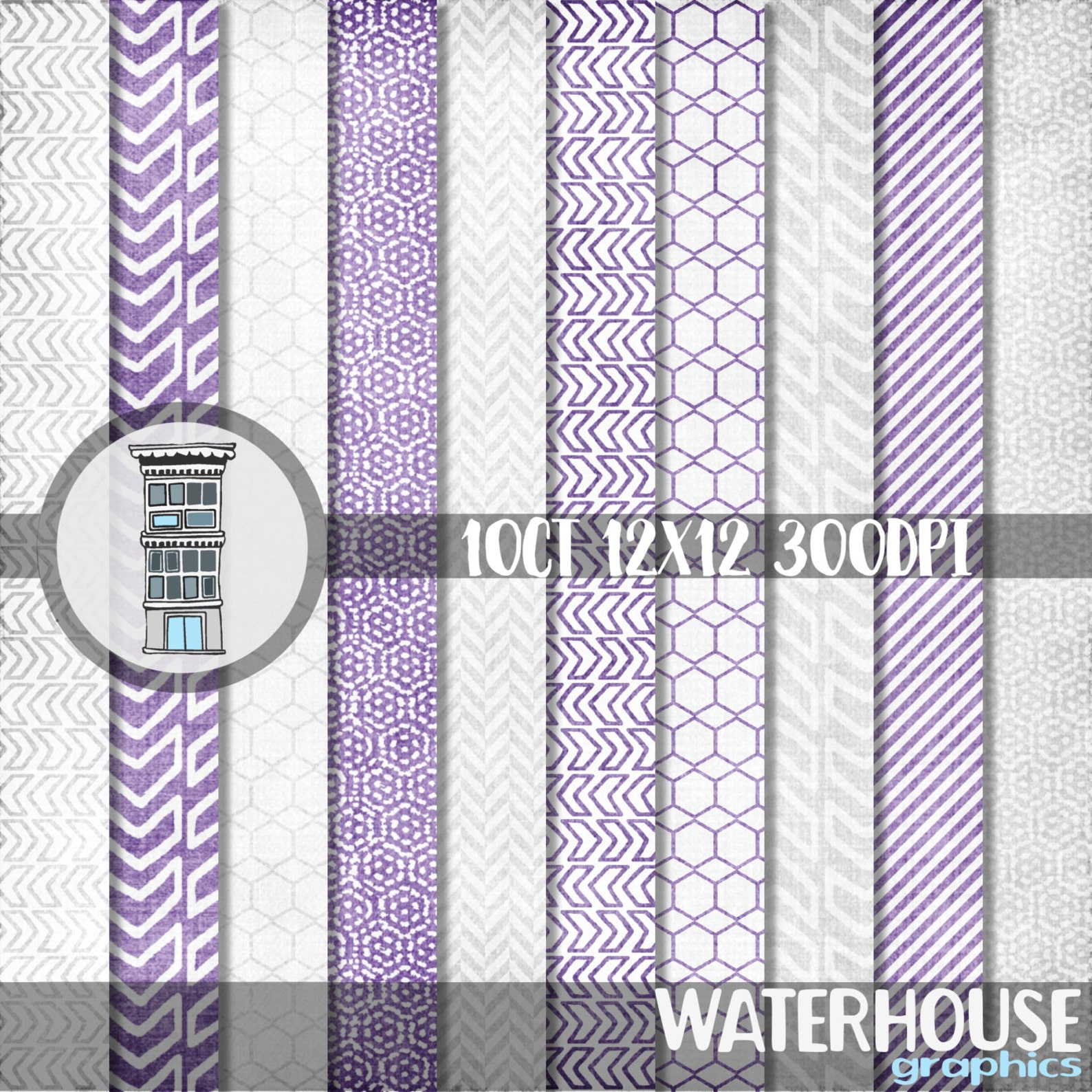 Digital Paper Pack INSTANT DOWNLOAD Scrapbooking Papers Purple - Etsy