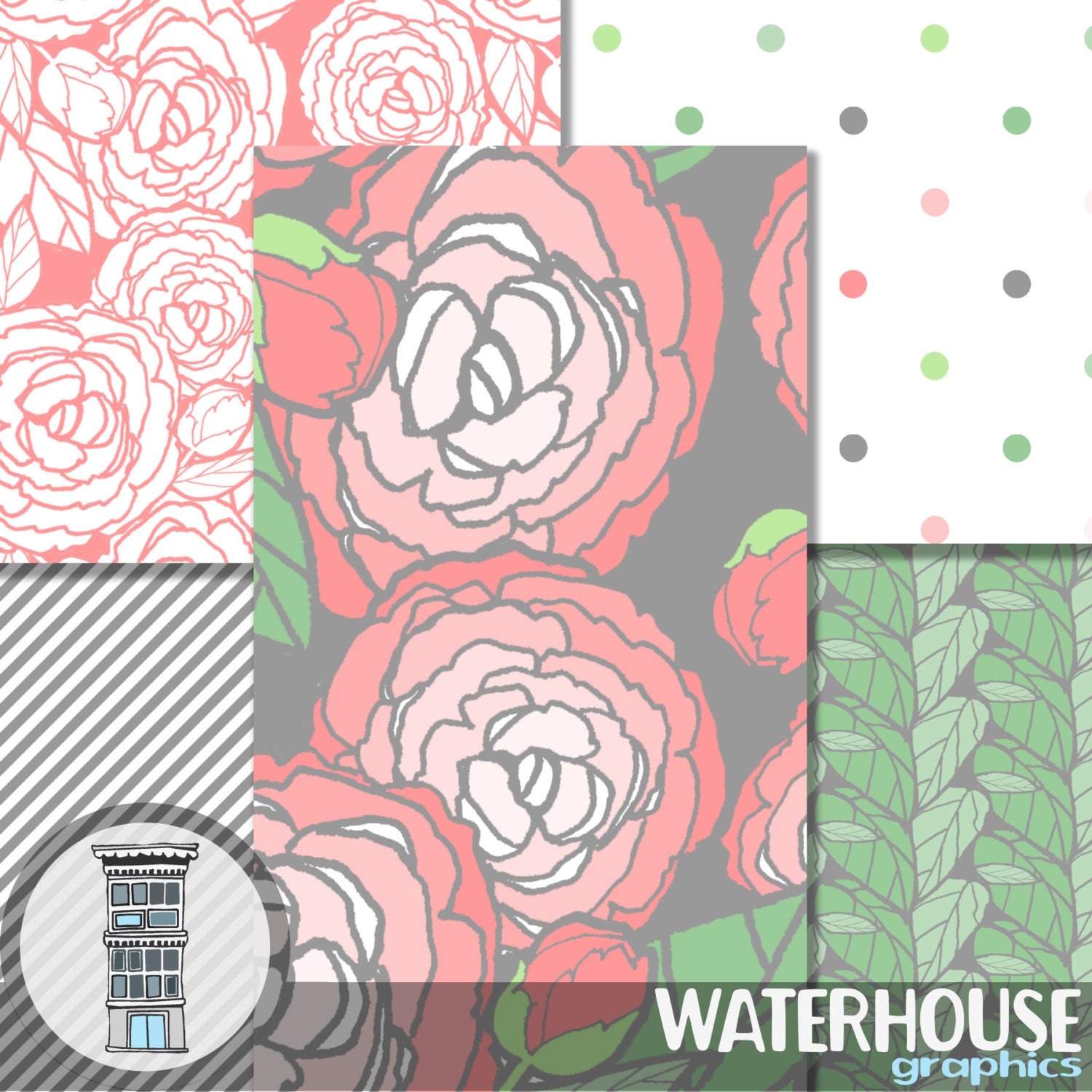 Floral Digital Paper Pack Instant Digital Download Pink | Etsy