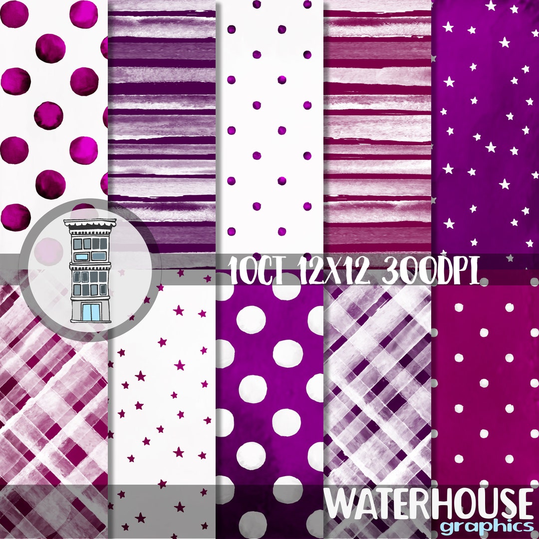 Fuchsia Purple Watercolor Digital Paper Pack Instant Digital DOWNLOAD ...