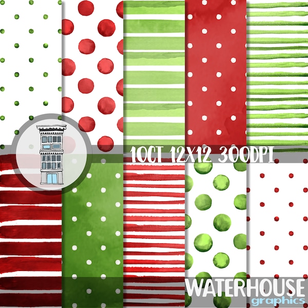 Watercolor Christmas Digital Paper - Etsy