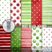 Christmas Watercolor Papers Bright RED & GREEN Digital Paper | Etsy