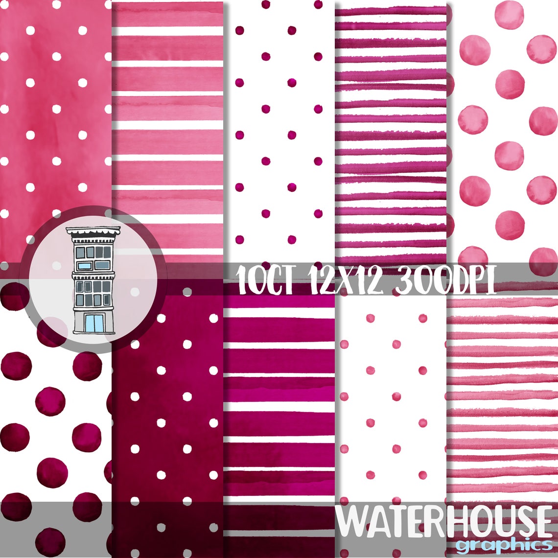 Hot PINK Watercolor Digital Paper Pack INSTANT Digital - Etsy