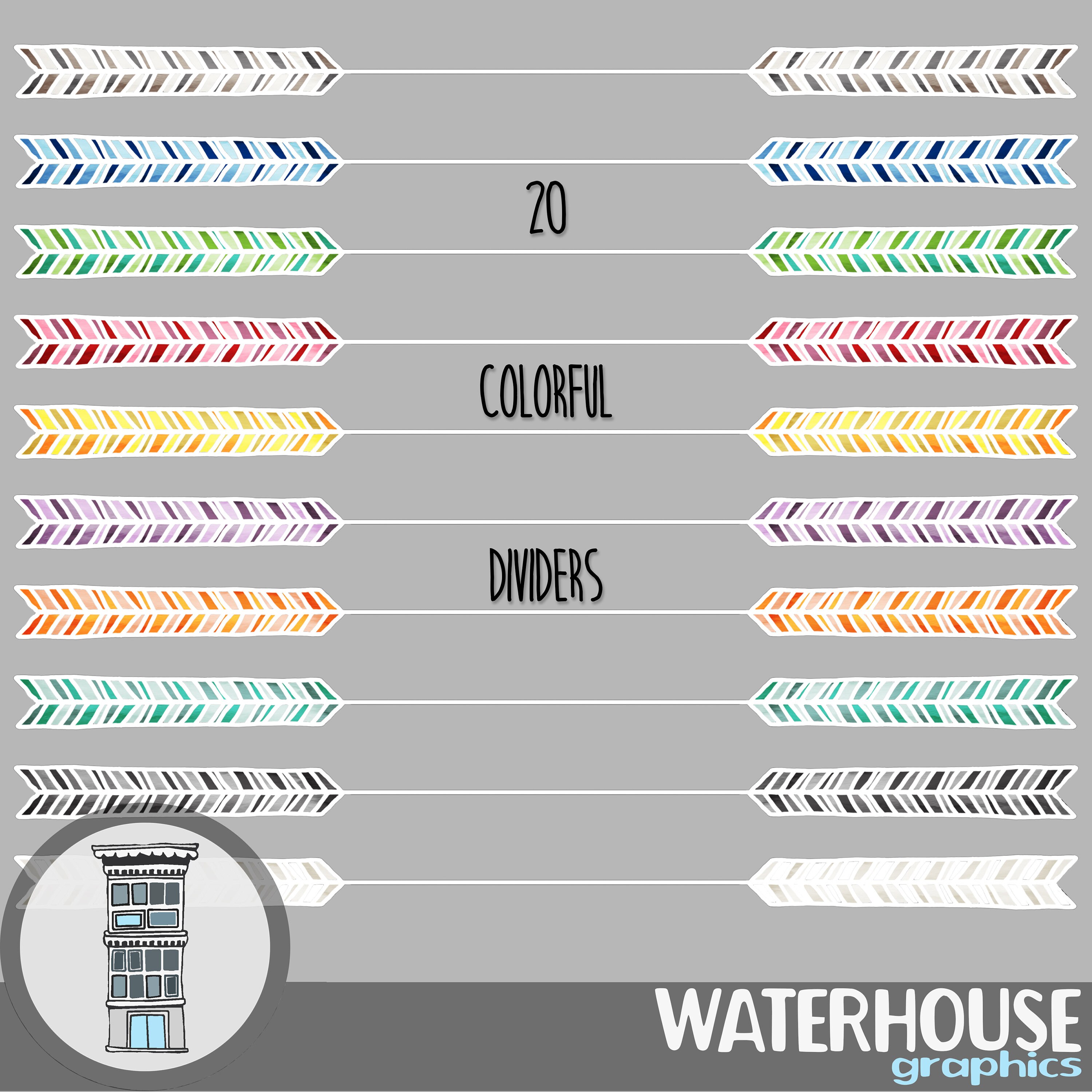 Watercolor Digital Arrows Instant DIGITAL DOWNLOAD Colorful | Etsy