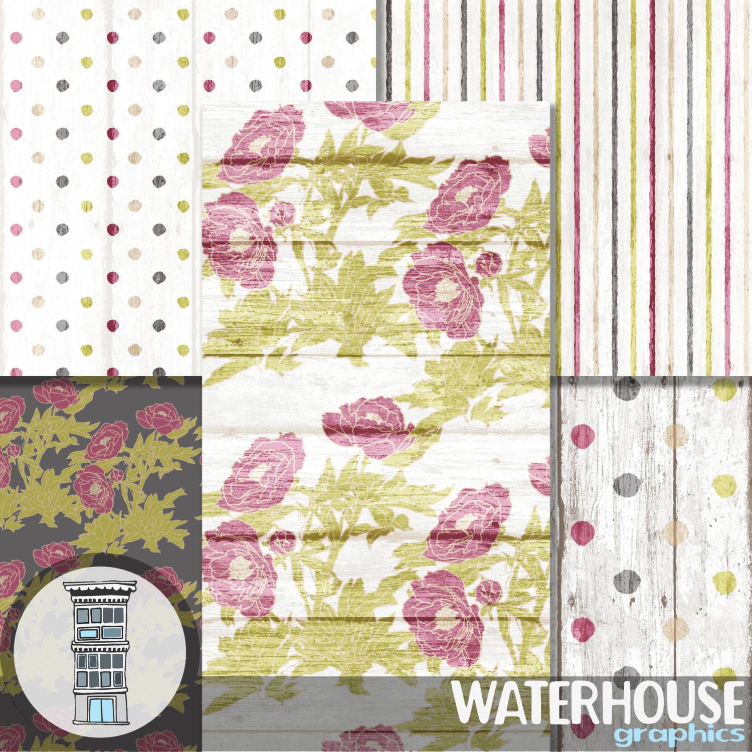 Rustic Floral Digital PAPER PACK Instant Download Digital | Etsy