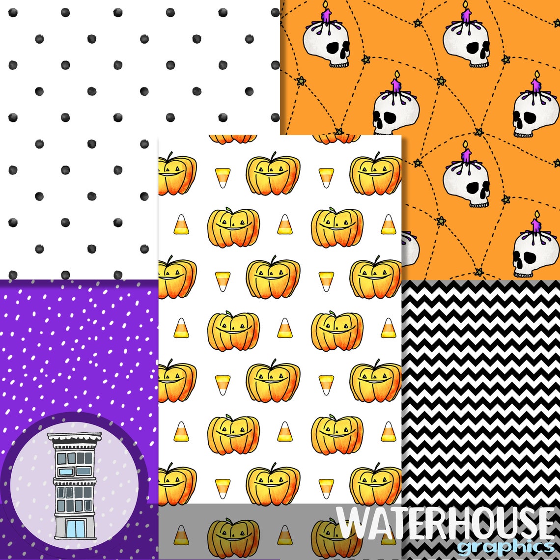 Halloween Digital Paper Pack INSTANT DOWNLOAD Hand Drawn - Etsy