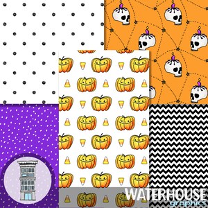 Halloween Digital Paper Pack INSTANT DOWNLOAD Hand Drawn Pumpkins ...