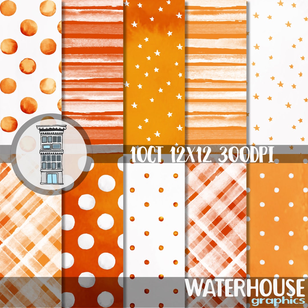 ORANGE Watercolor Digital Paper Pack Instant Digital DOWNLOAD Orange ...
