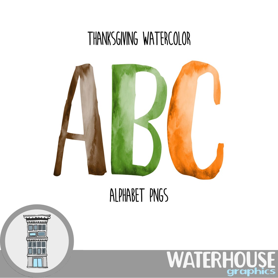 Fall Watercolor Letters Numbers Instant Digital Download Brown - Etsy