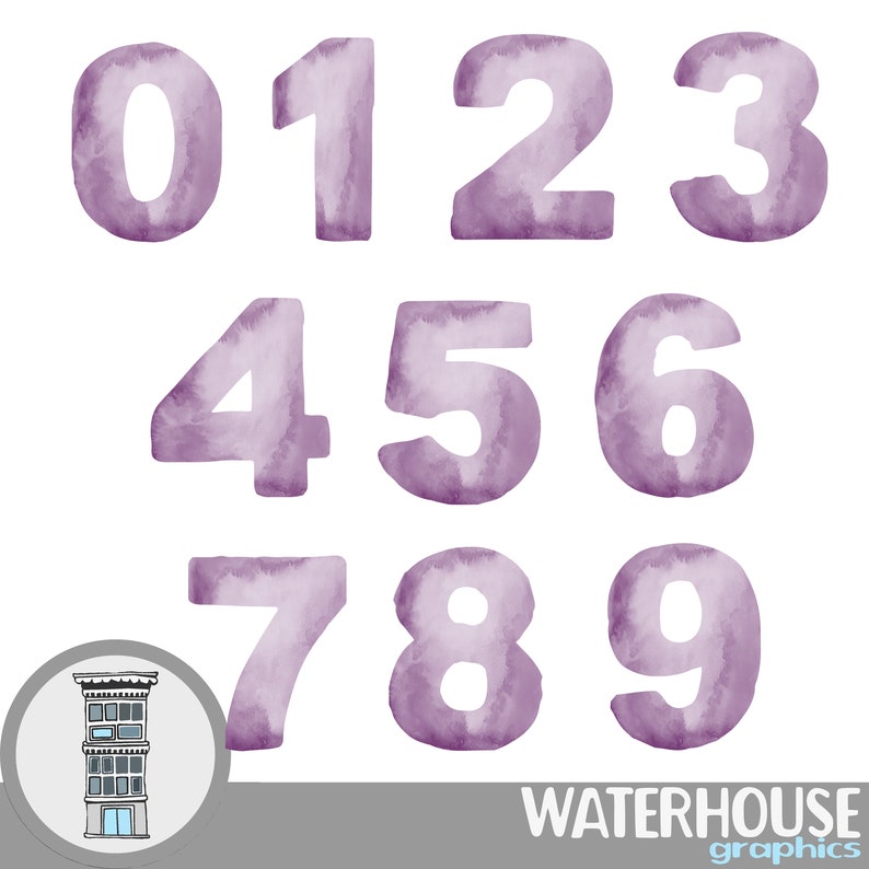 Purple Watercolor Letters Numbers Instant Digital Download - Etsy