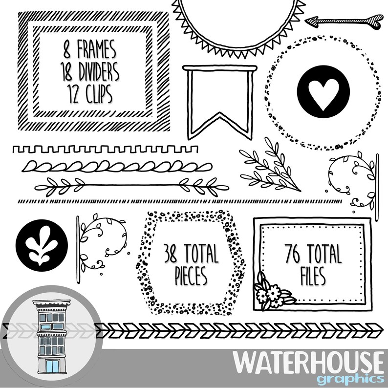 Digital Hand Drawn Circular Frames Dividers INSTANT DIGITAL - Etsy