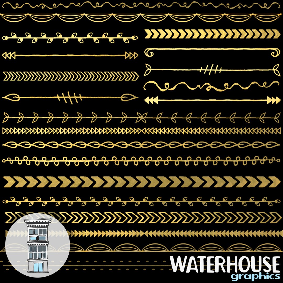 Digital Gold Borders Gold Dividers INSTANT DOWNLOAD Gold Clip Art Set ...