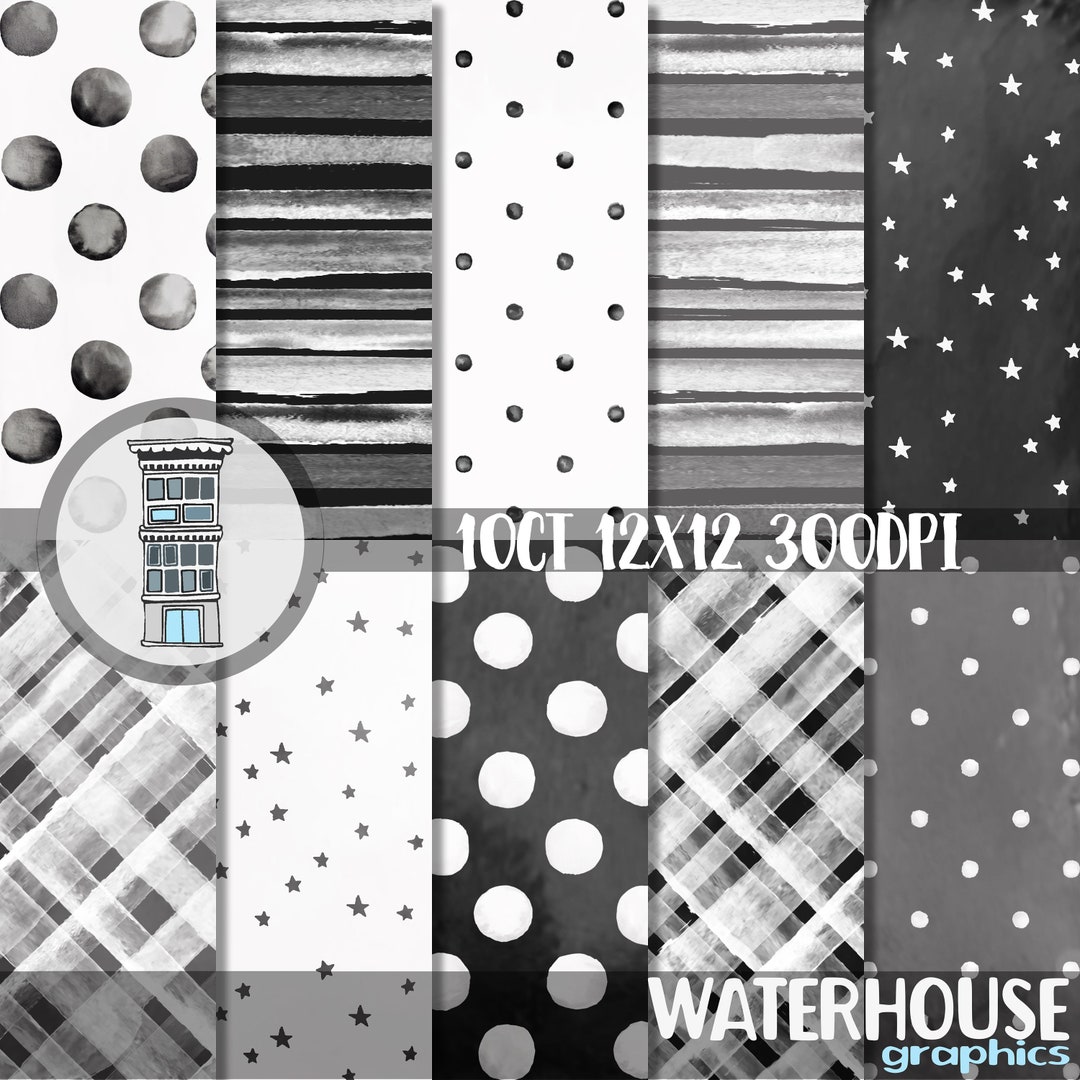 GRAY Watercolor Digital Paper Pack Instant Digital DOWNLOAD Dark Gray ...