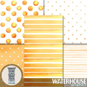 Watercolor Bright Orange Digital Paper Pack INSTANT Digital DOWNLOAD ...