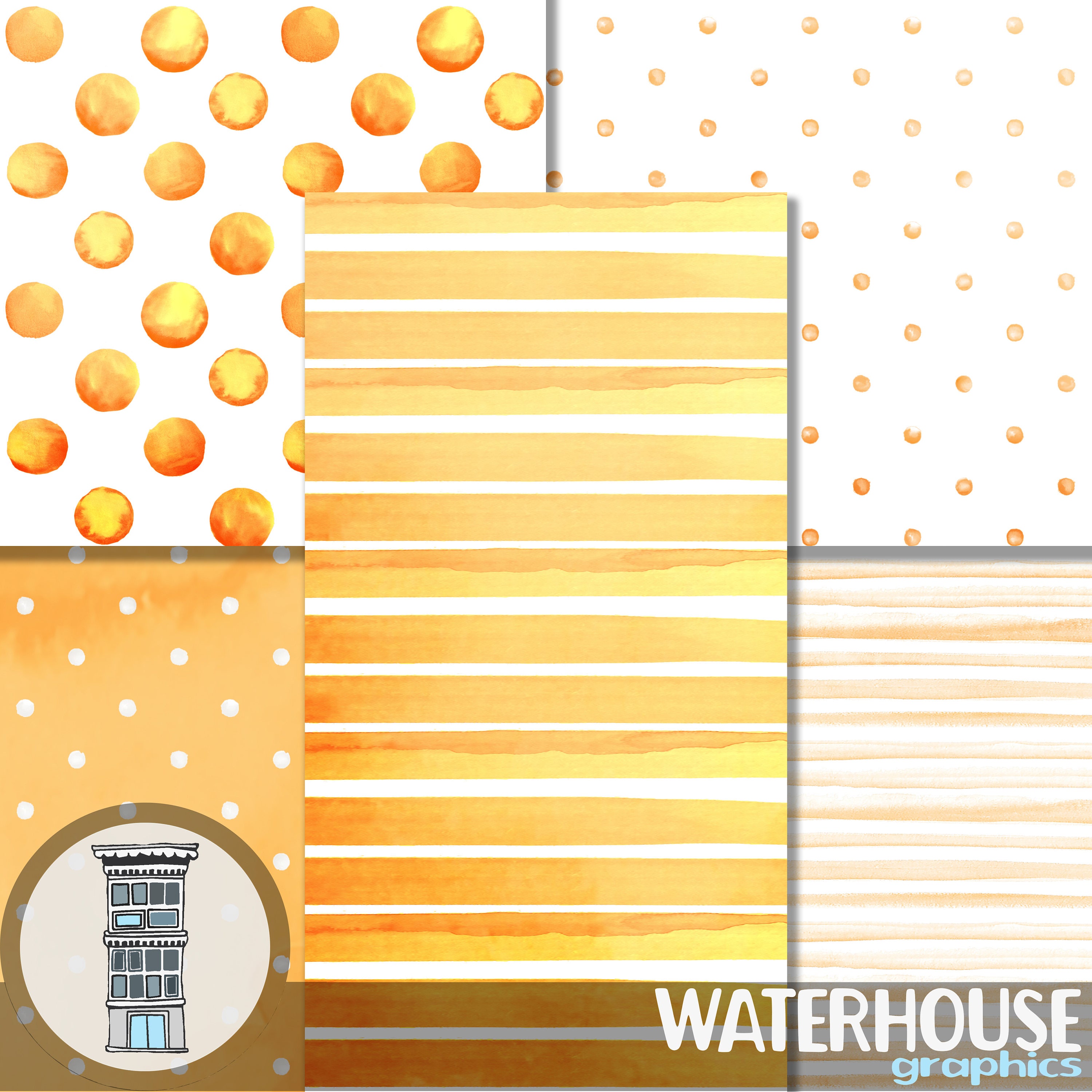 Watercolor Bright Orange Digital Paper Pack INSTANT Digital - Etsy