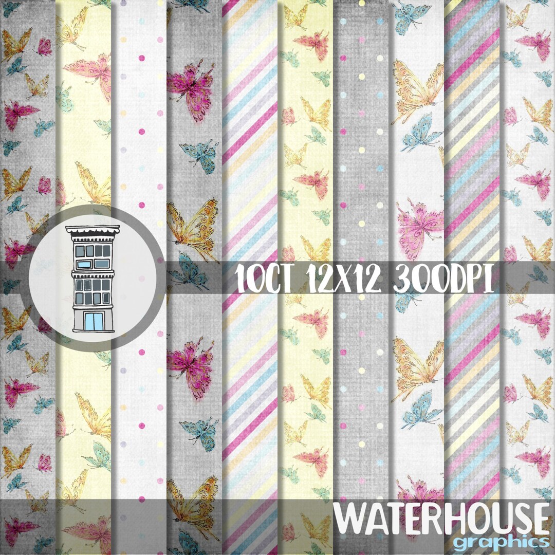 Digital Butterflies Paper Pack INSTANT DOWNLOAD Scrapbooking Papers ...
