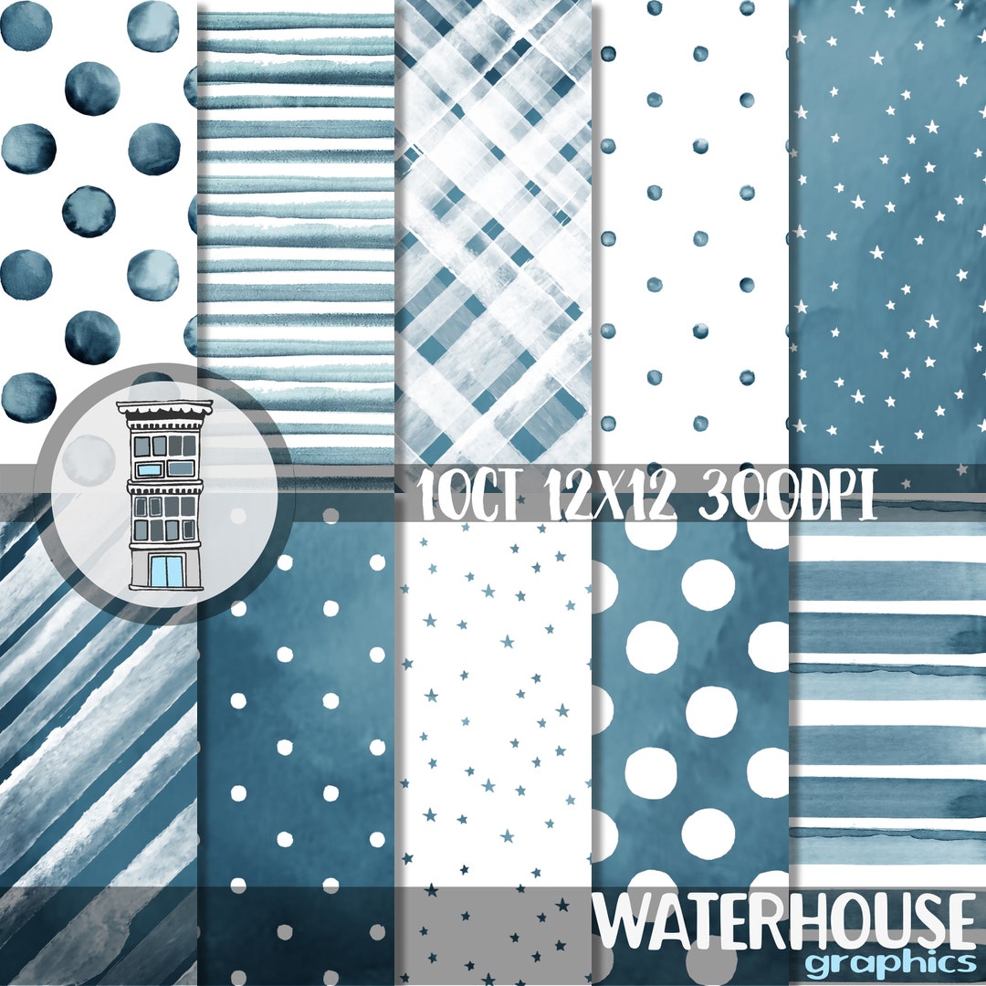 Watercolor BLUE Digital Paper Pack INSTANT Digital DOWNLOAD Blue ...