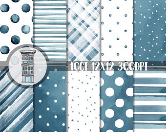 Watercolor BLUE Digital Paper Pack INSTANT Digital DOWNLOAD | Etsy